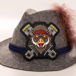 Angry Boar Biker Patch – Pocket Size Embroidered Iron on Patch With ...