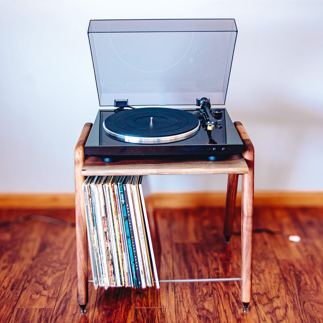 Modern Turntable Stand With Open Vinyl Record Storage - Etsy