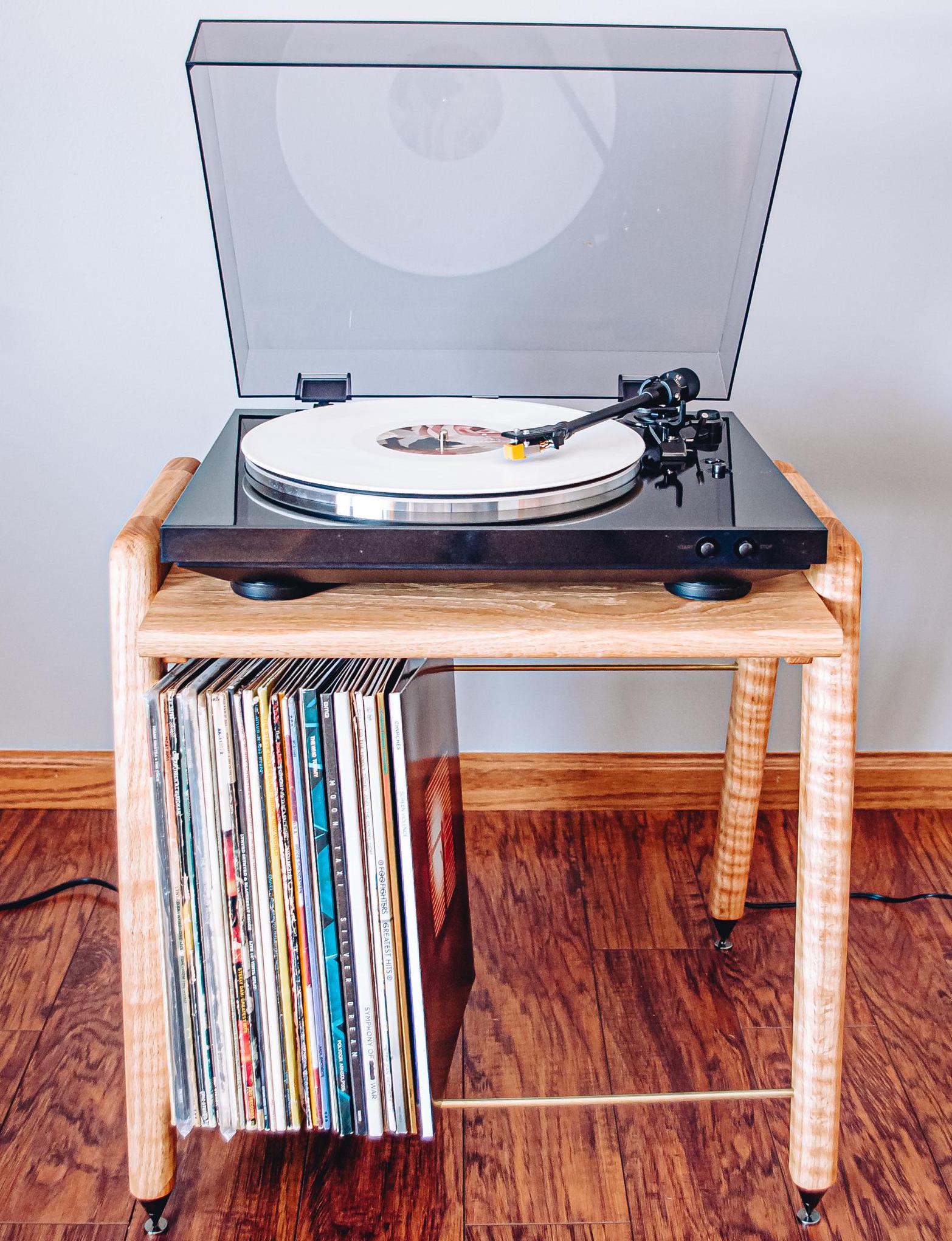 Modern Turntable Stand With Open Vinyl Record Storage - Etsy