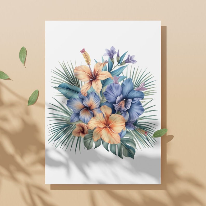 Irish Blue and Peach Flowers Watercolor Clipart Set,sapphire Orange ...