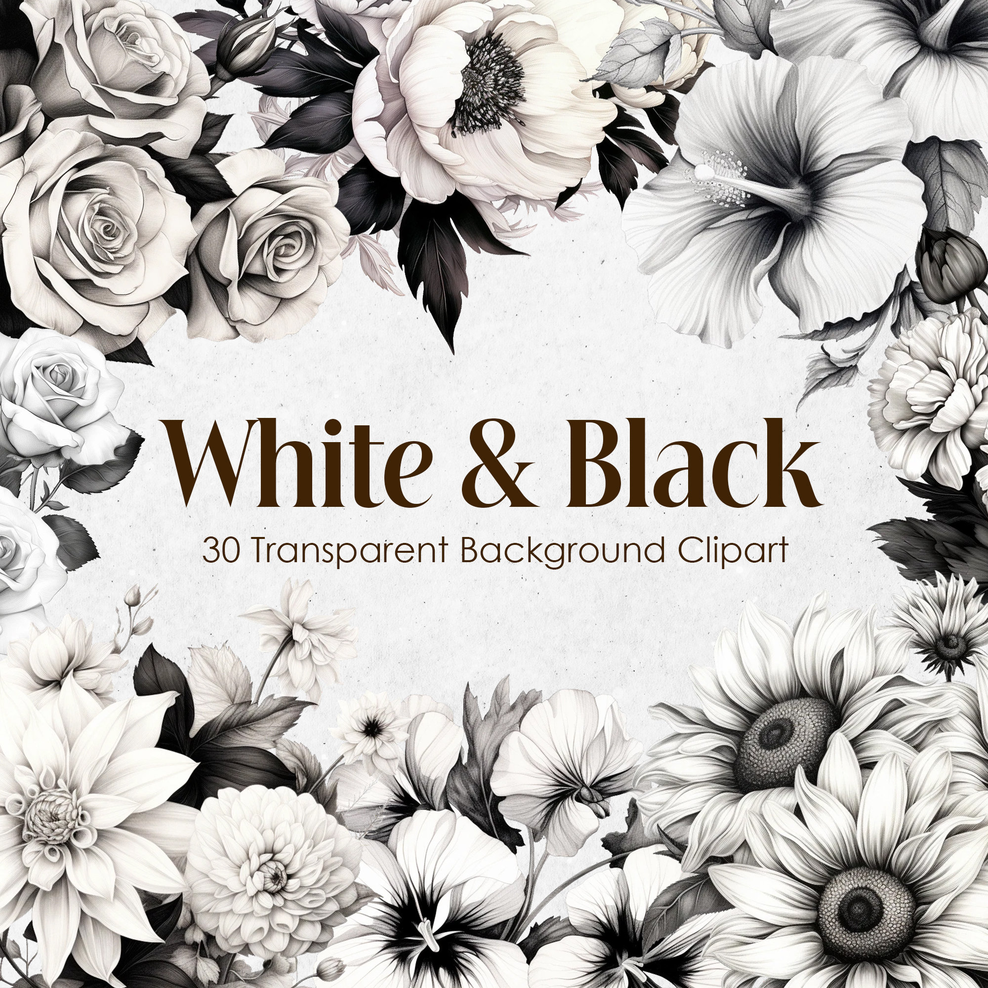 Vintage Black And White Floral