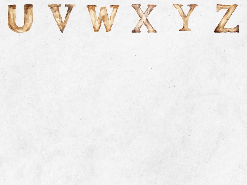 Coffee Alphabet Clipart, Latte Letter PNG, Watercolor Font Letters ...