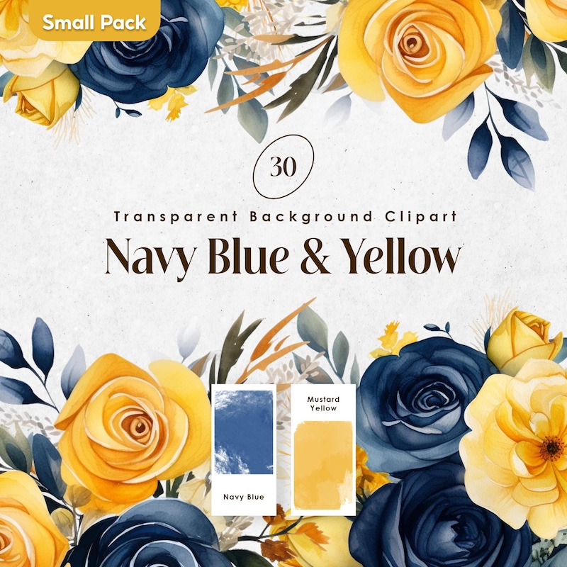 Navy Blue and Yellow - Etsy