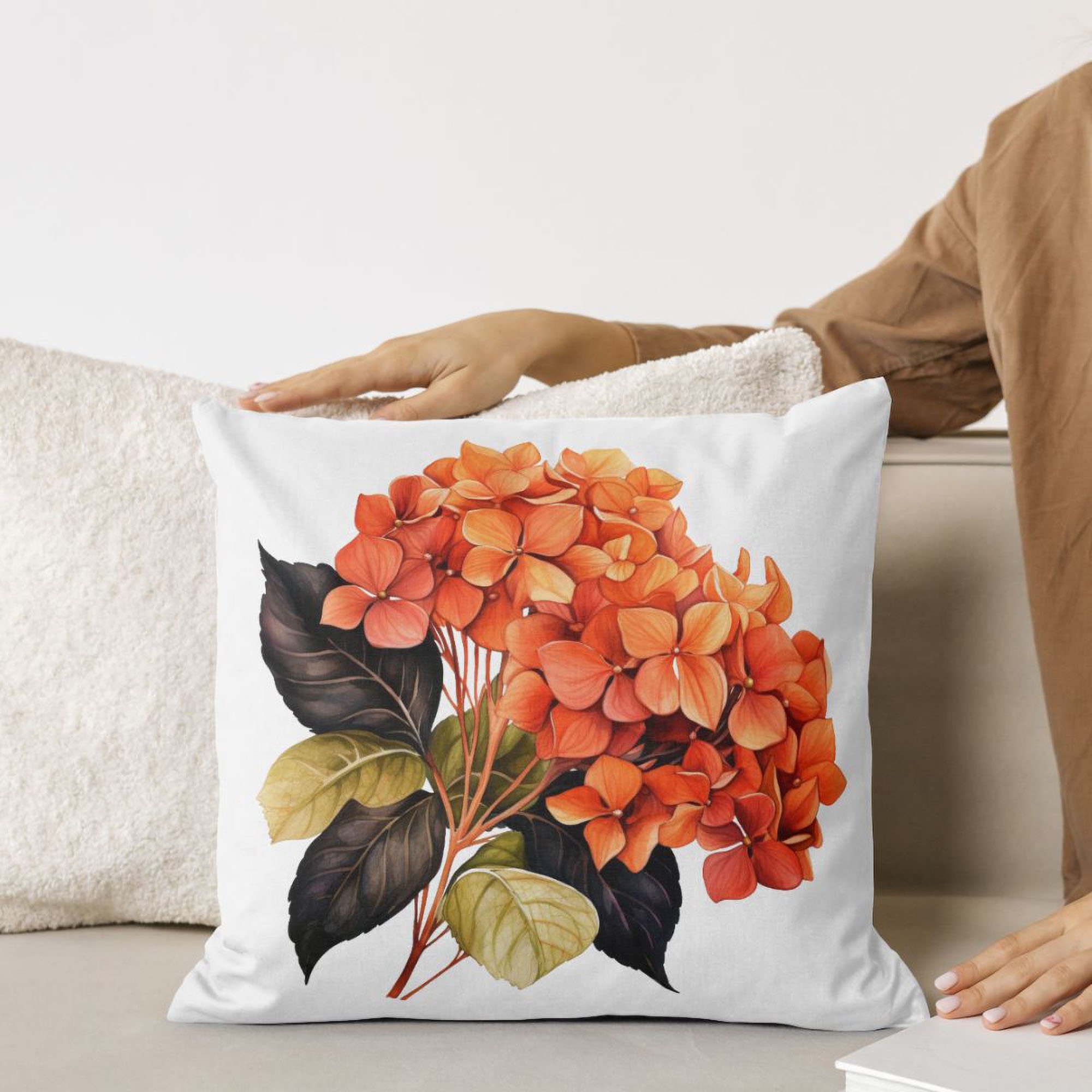 Black and Orange Flowers Watercolor Clipart,vibrant Pumpkin Floral PNG ...