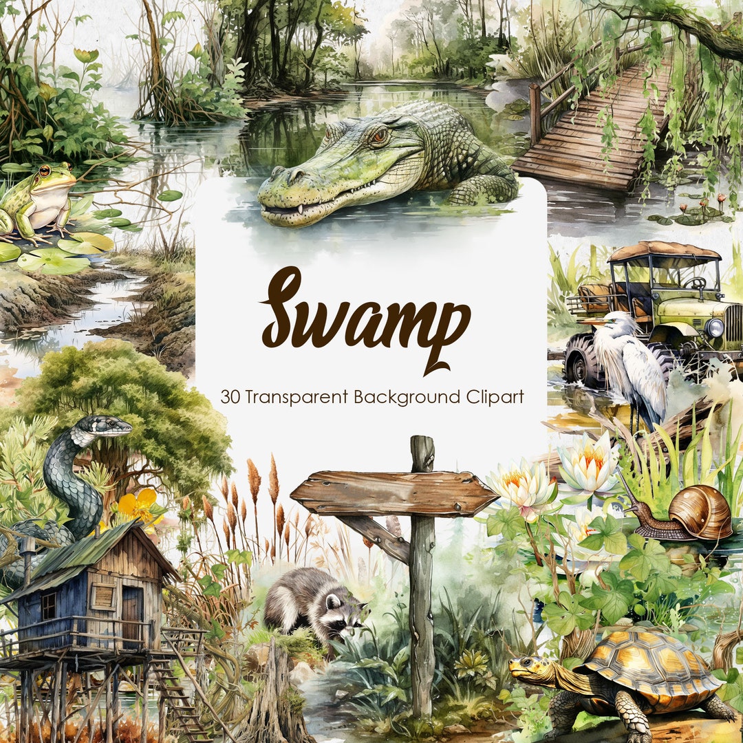 Watercolor Swamp Clipart Transparent Background Png,green Nature ...