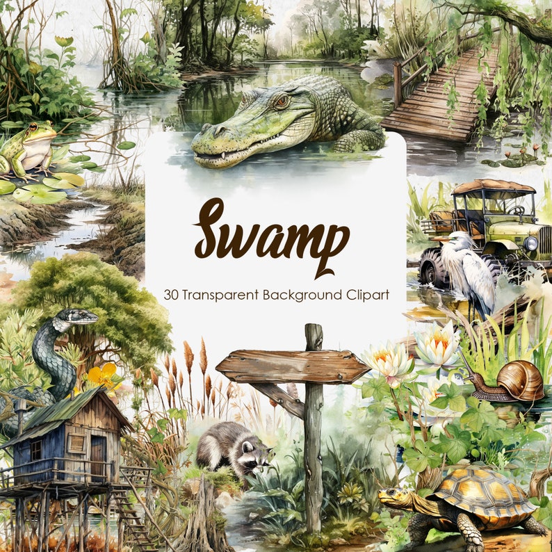 Watercolor Swamp Clipart Transparent Background Png,green Nature ...