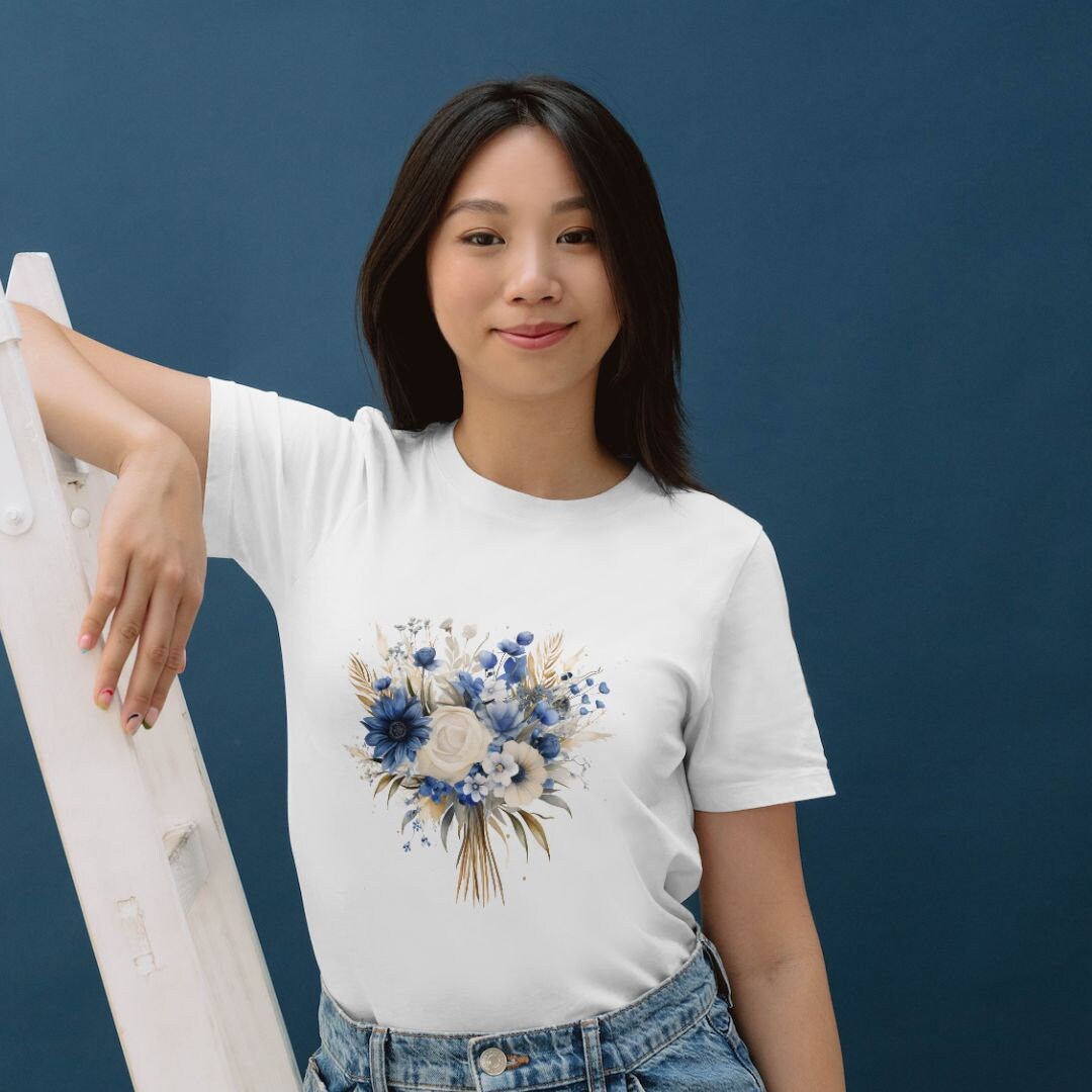 Champagne Blue Flowers Watercolor Clipart,powder Blue Floral PNG ...