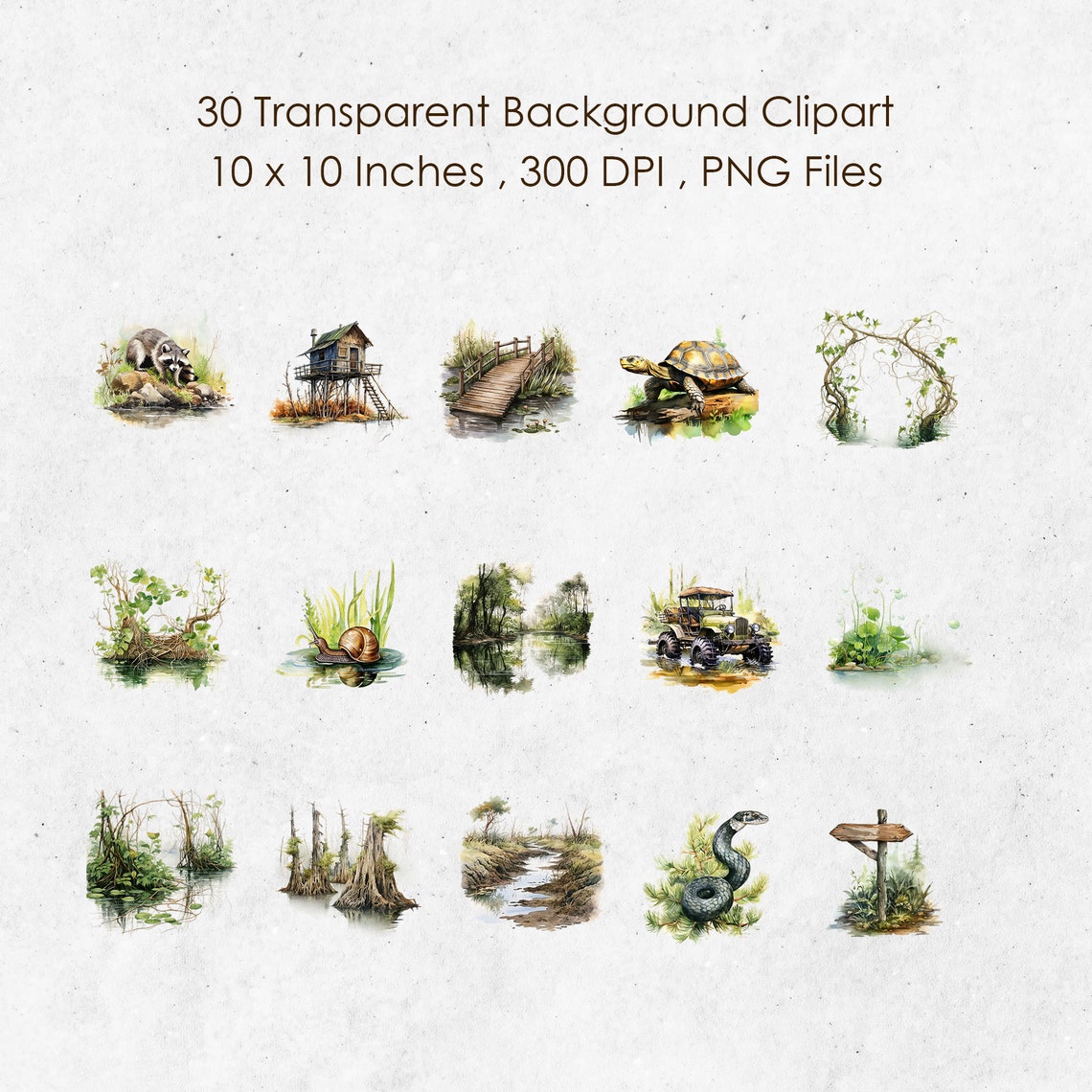 Watercolor Swamp Clipart Transparent Background Png,green Nature ...