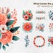 Teal and Coral Floral Watercolor Clipart,blue Green Flower PNG ...