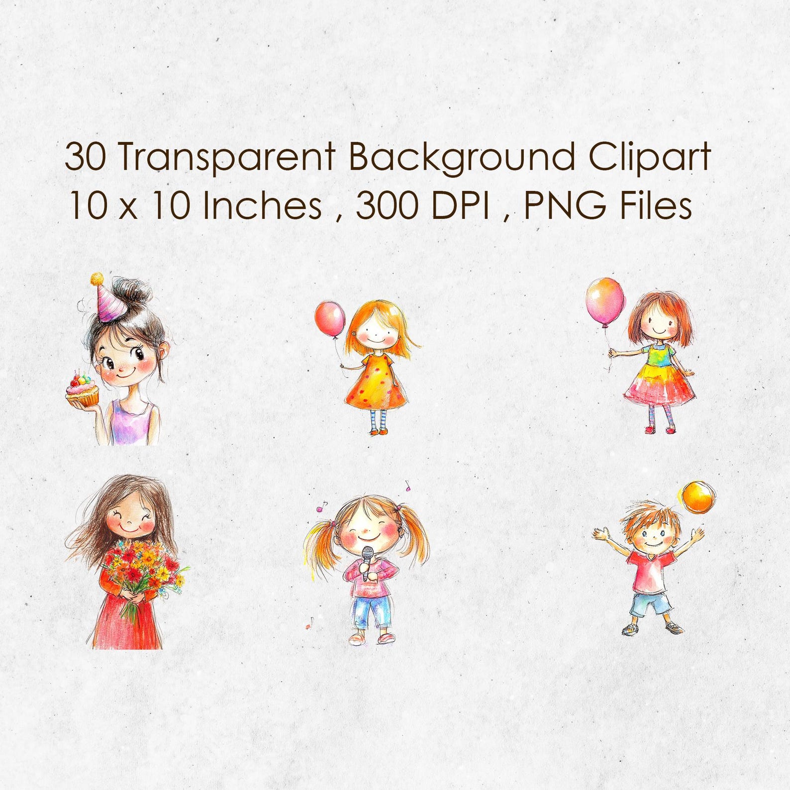 Happy Kids Clipart Bundle | Little Kid Hand Drawn Graphics Set ...