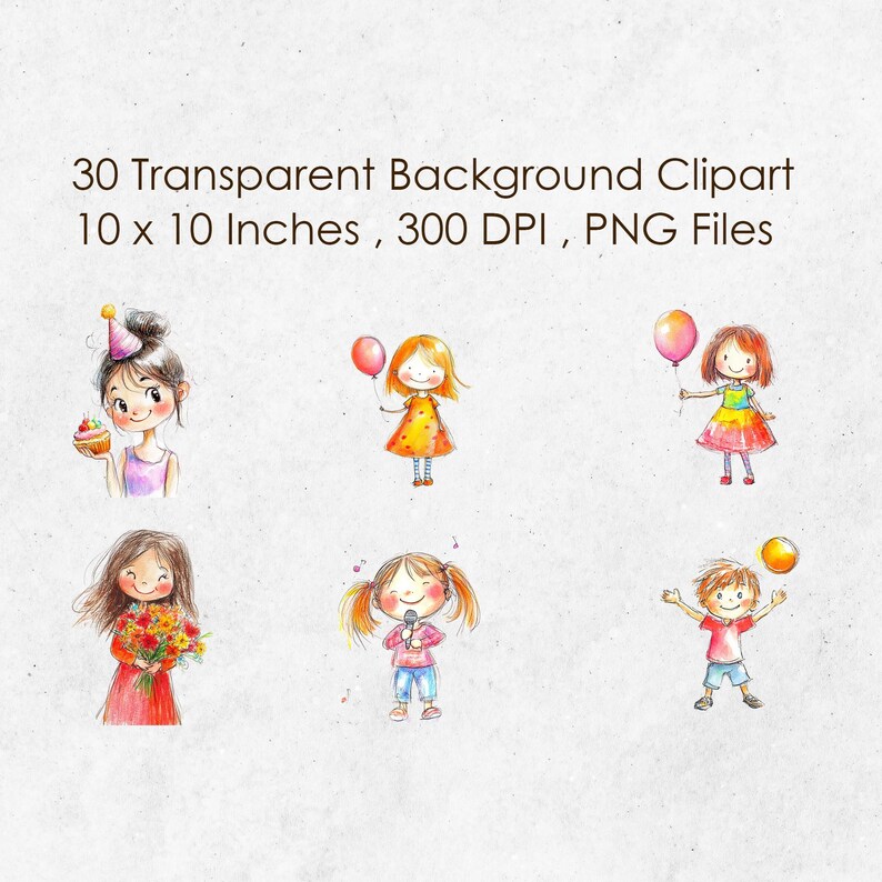 Happy Kids Clipart Bundle | Little Kid Hand Drawn Graphics Set ...