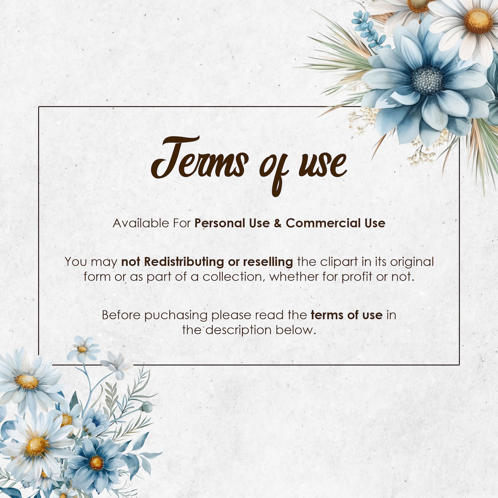 Sky Blue Daisy White Watercolor Flowers Clipart | Blue Floral PNG, Baby ...