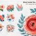 Teal and Coral Floral Watercolor Clipart,blue Green Flower PNG ...
