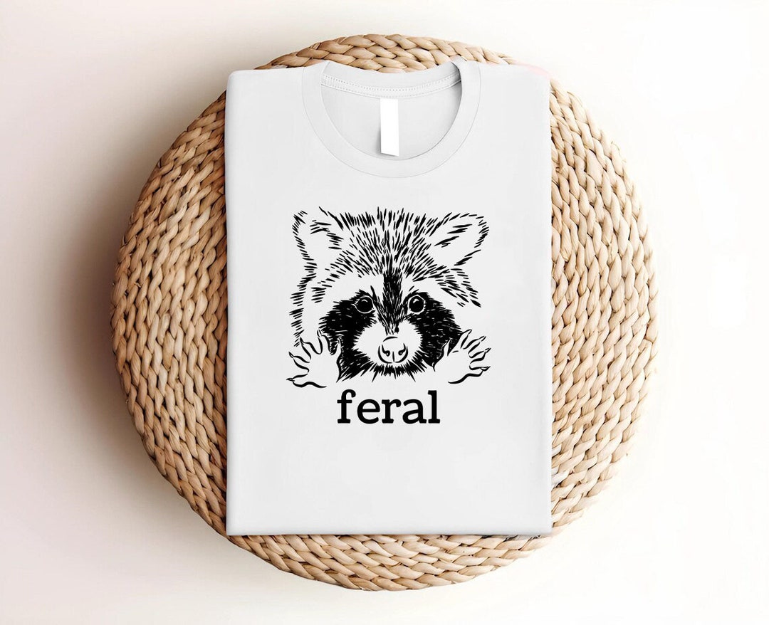 Feral Shirt, Stay Feral Funny Raccoon Shirt, Retro Funny Raccoon Gifts ...
