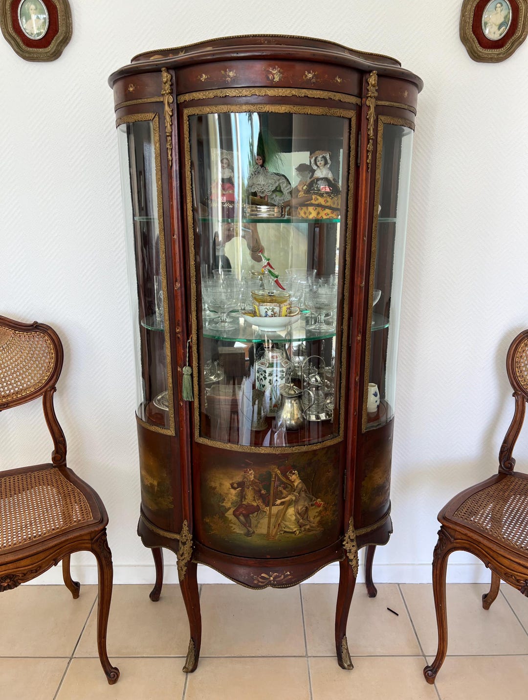 Very Pretty Old Display Case, Napoleon III Style, Curved in a Half Moon ...