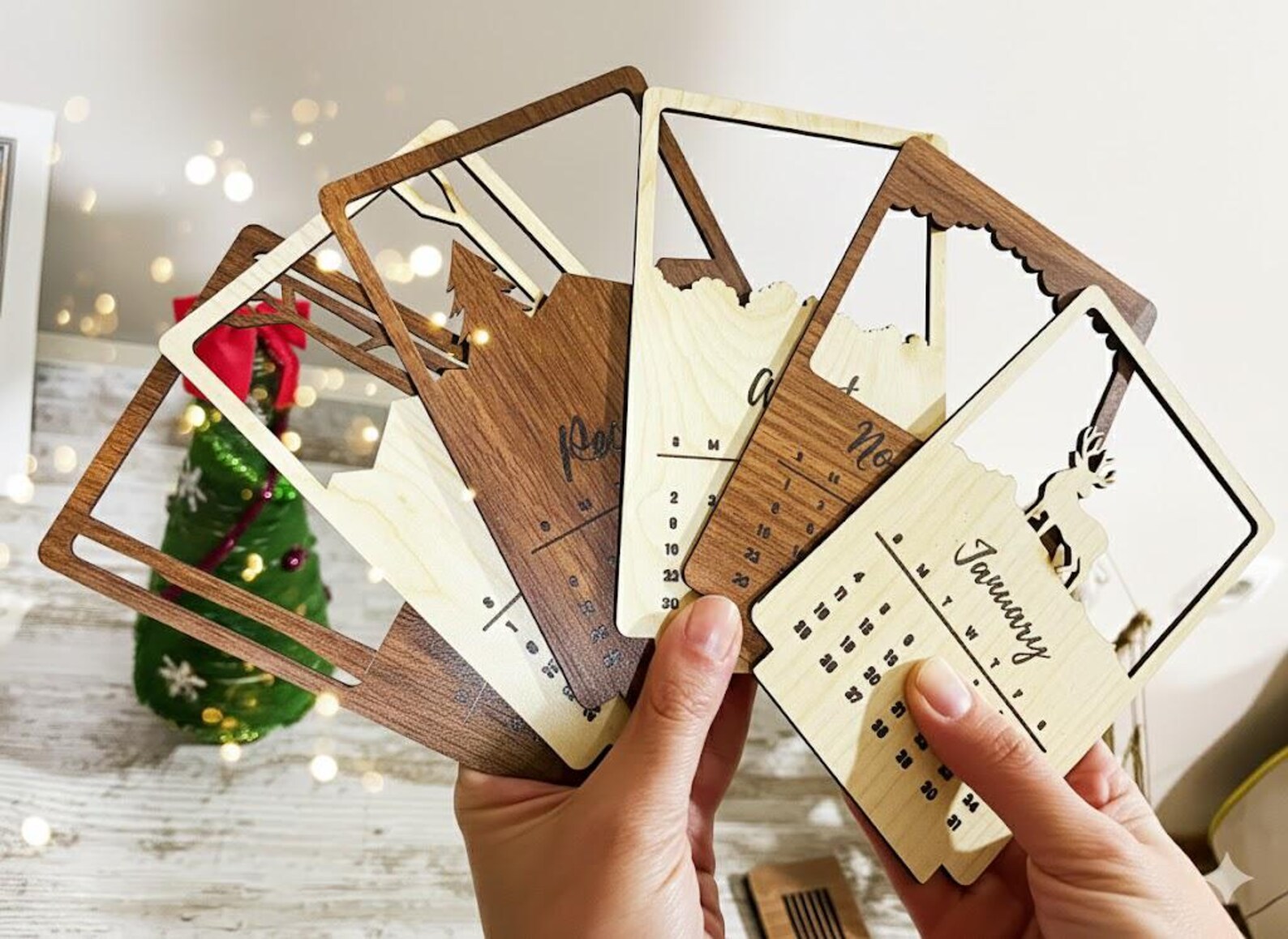 Laser Cut Layered Wooden Desk Calendar – Handmade 3D Wood Art Gift - Etsy