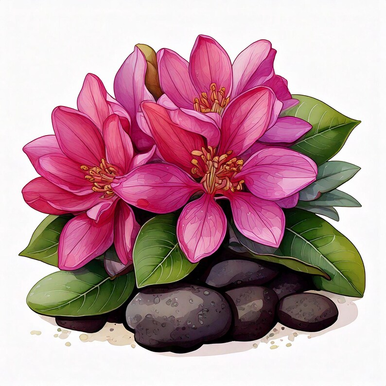 4 Wildflowers and Stones Clipart, Floral Clipart, Jpgs, Commercial Use ...