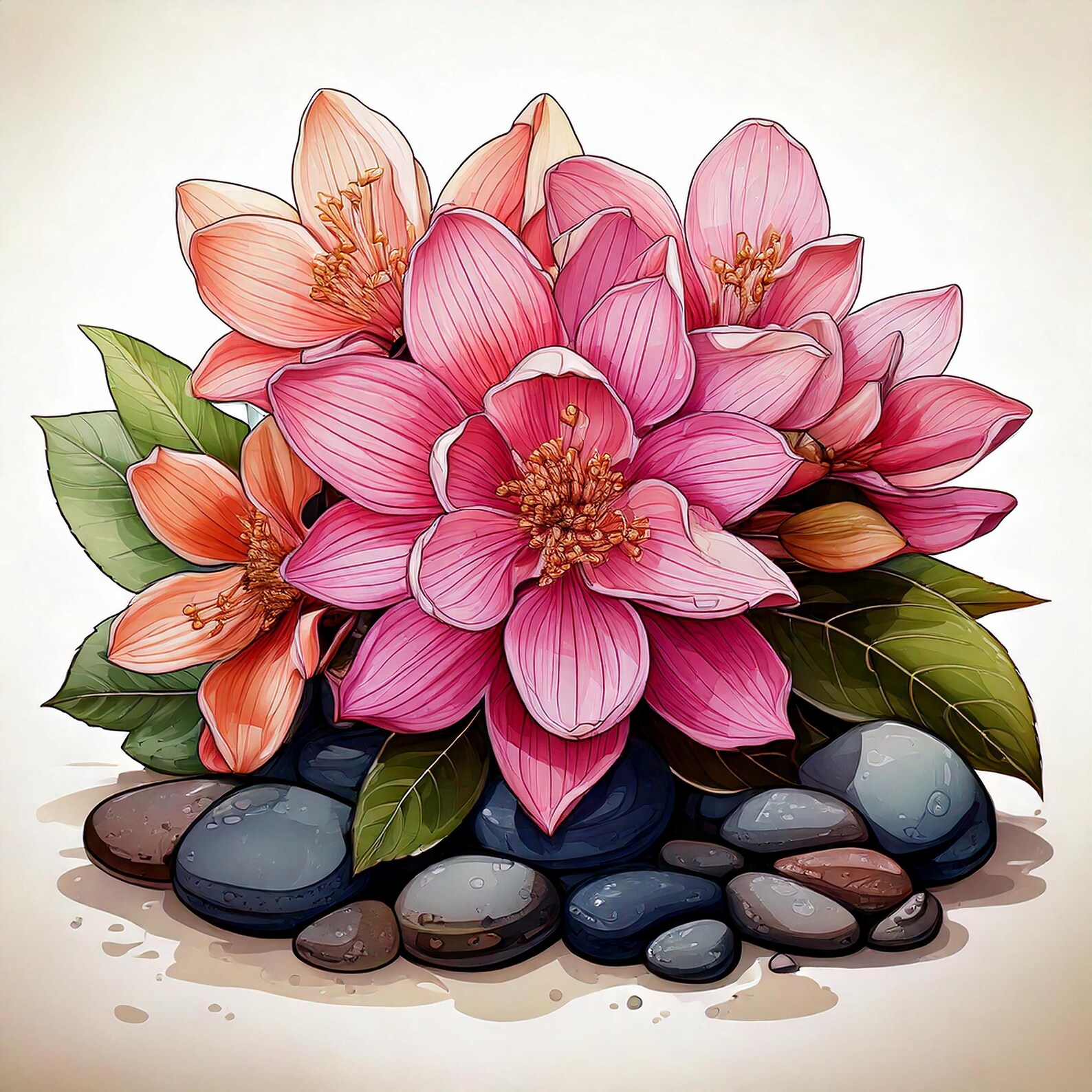 4 Wildflowers and Stones Clipart, Floral Clipart, Jpgs, Commercial Use ...