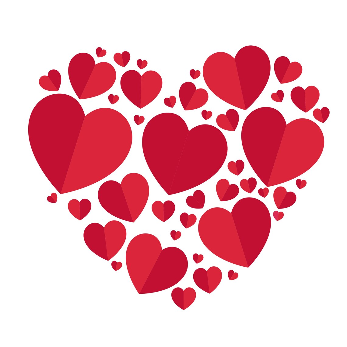 Heart Shape Made of Multiple Red Hearts – Romantic Valentine’s Day ...
