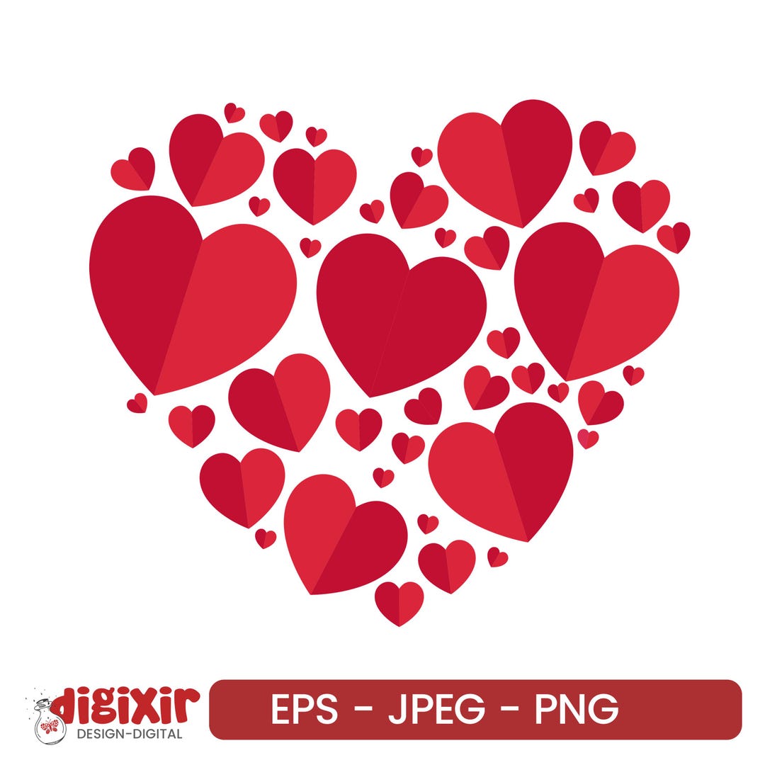 Heart Shape Made of Multiple Red Hearts – Romantic Valentine’s Day ...