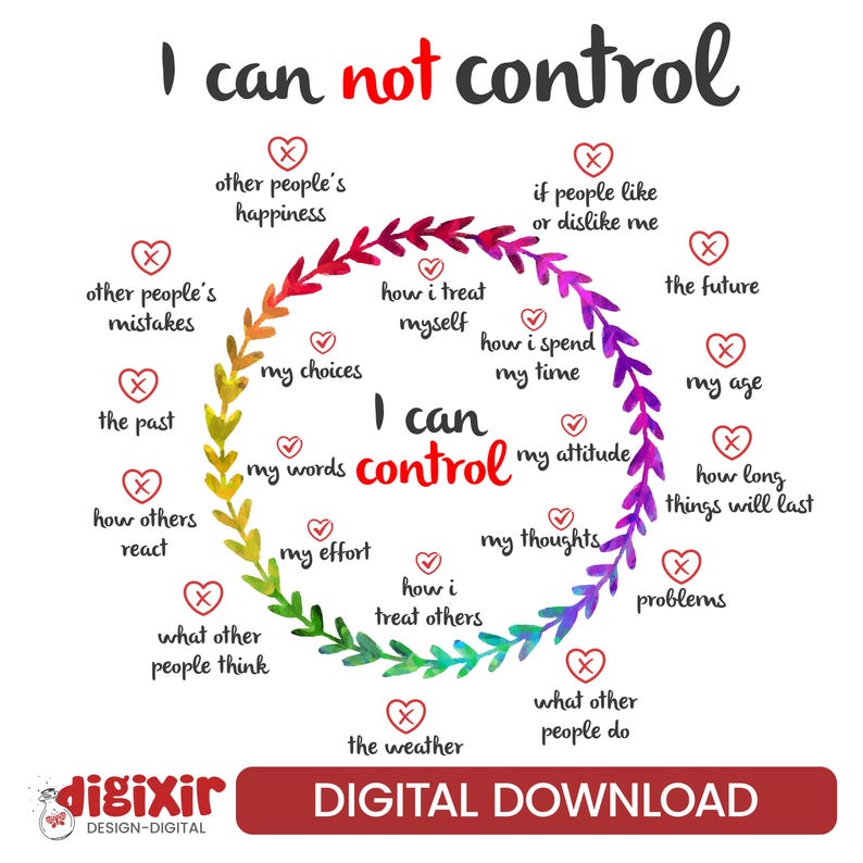 What I Can & Can’t Control Circle Chart – Mental Health Awareness ...