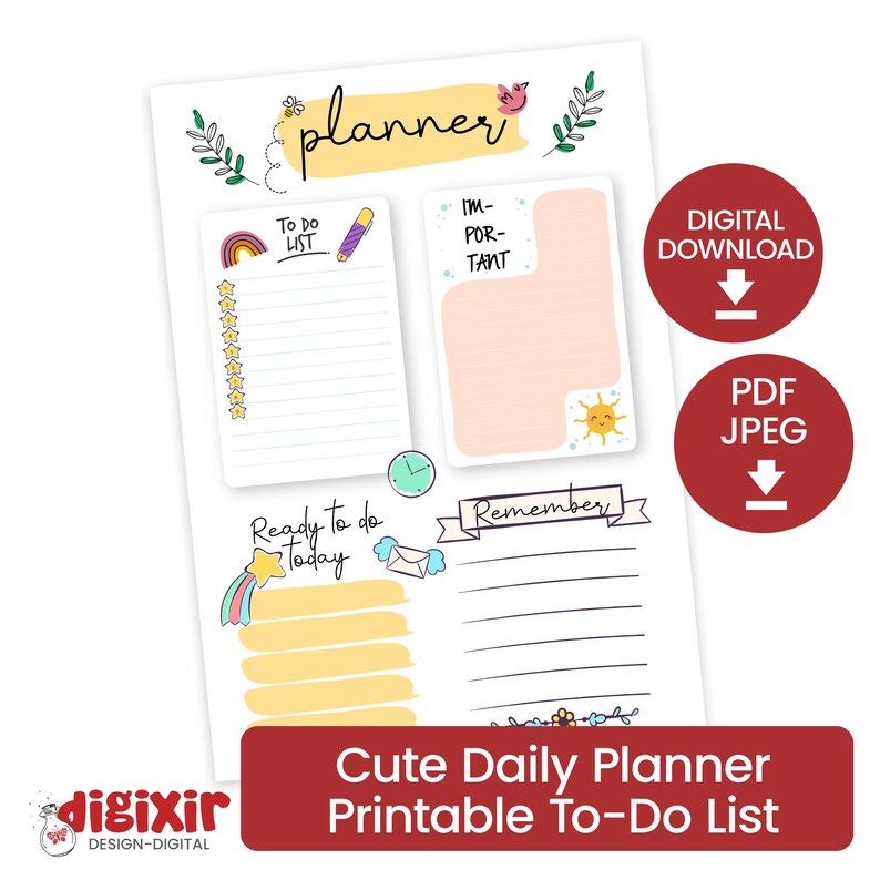 Daily Planner Printable | To-do List | PDF & JPEG - Etsy
