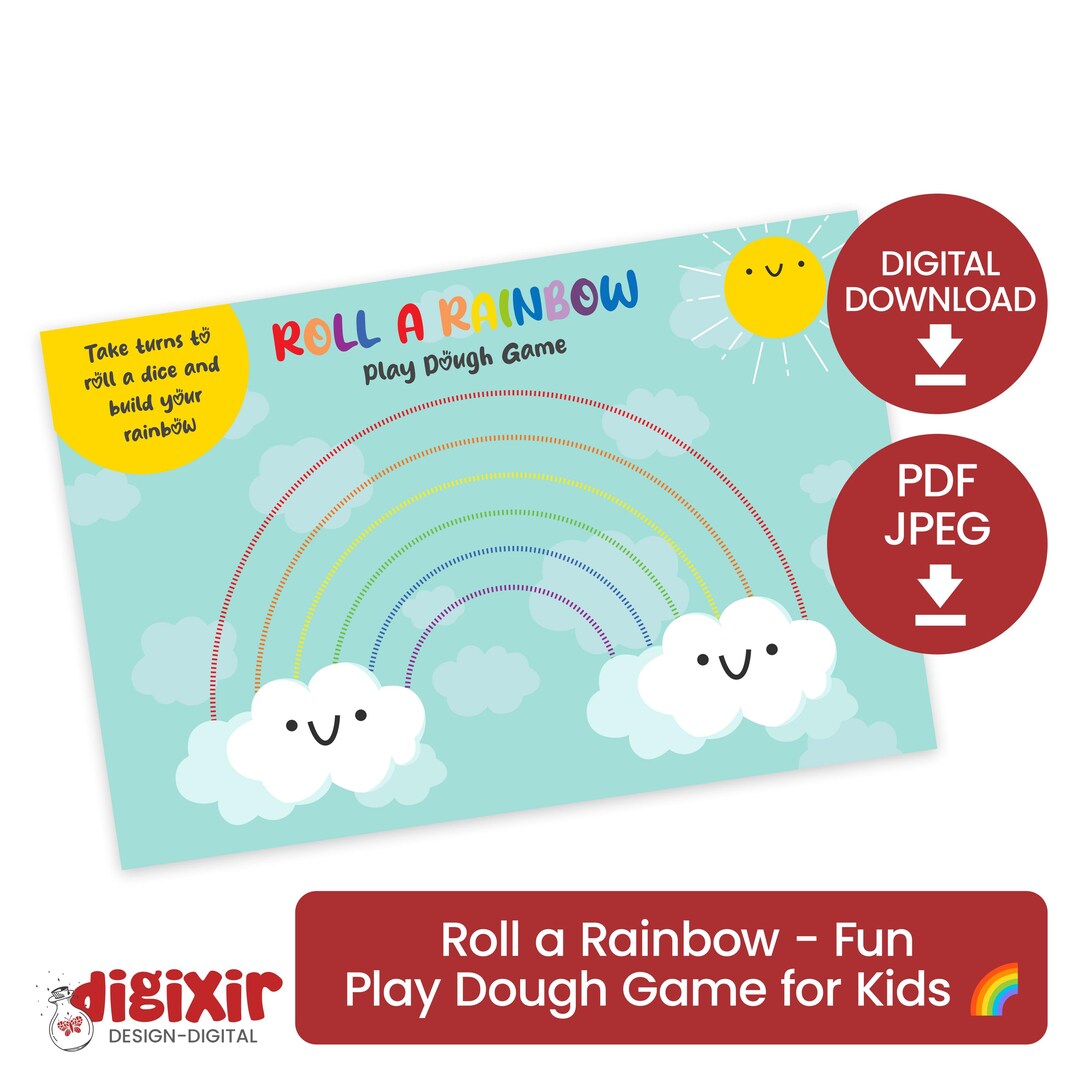 Roll a Rainbow - Play Dough Game - Etsy