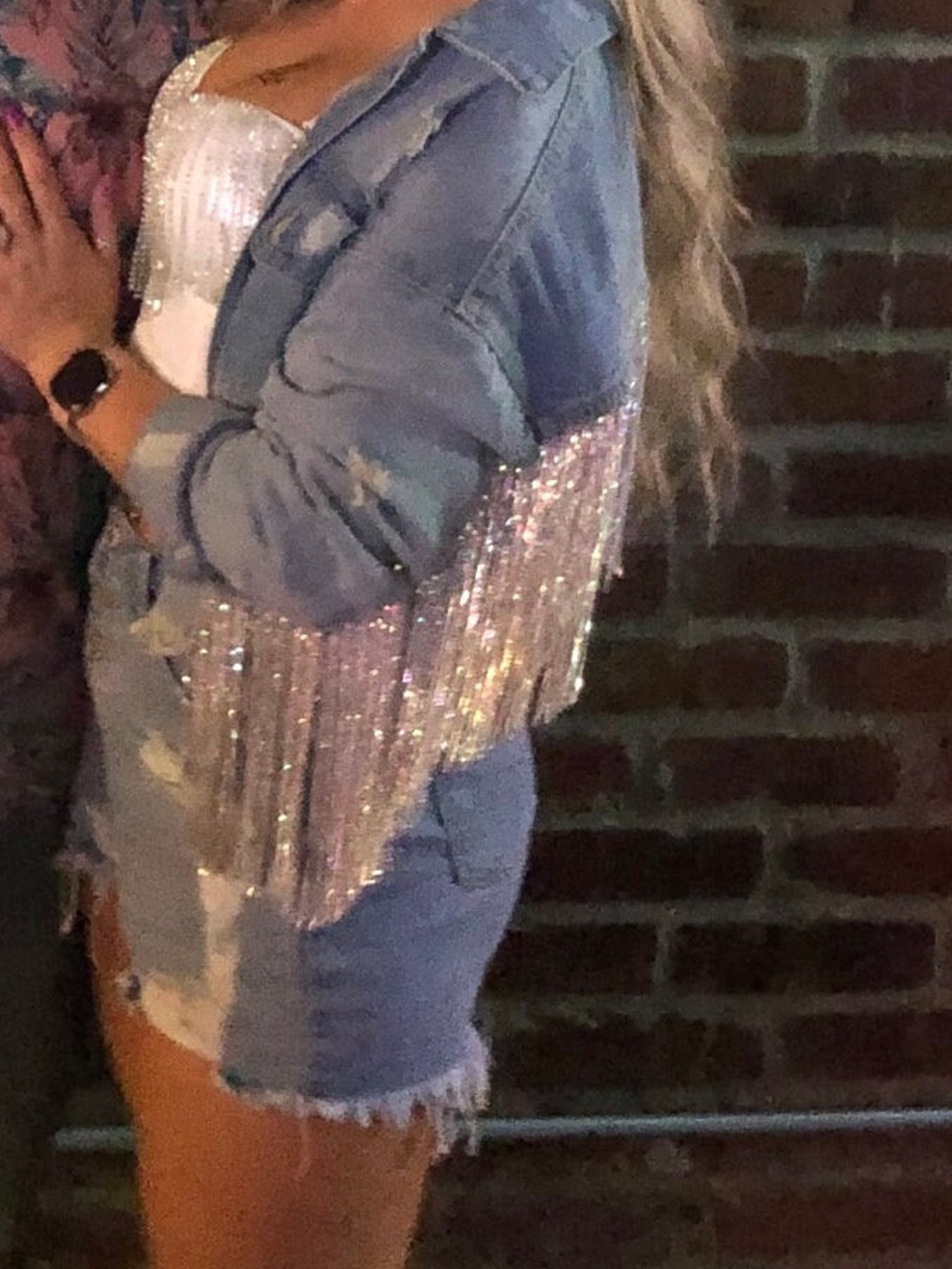 Rhinestone Fringe Denim Jacket - Etsy