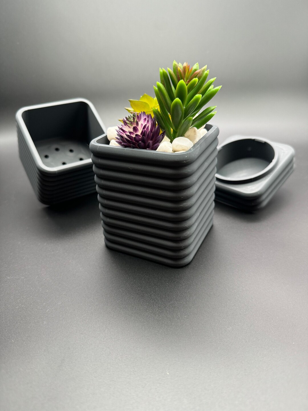 Planter With Hidden Drip Tray - the Square Poppy Indoor Plant Pot for ...