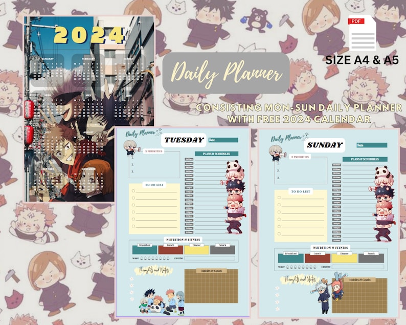 Anime Themed Planner, Anime Manga Planner, Jujutsu Kaisen Digital ...
