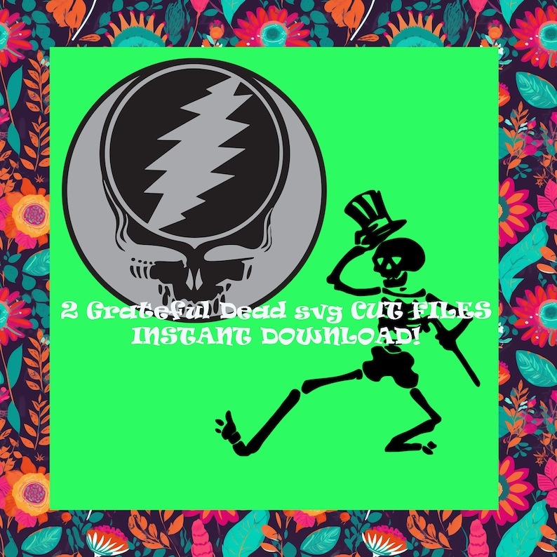 Grateful Dead SVG Bundle, Dancing Skeleton SVG, Steal Your Face ...