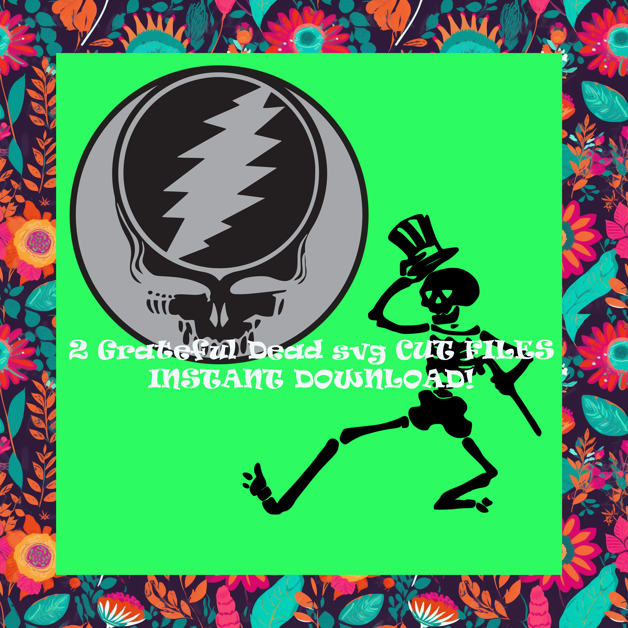 Grateful Dead SVG Bundle, Dancing Skeleton SVG, Steal Your Face ...