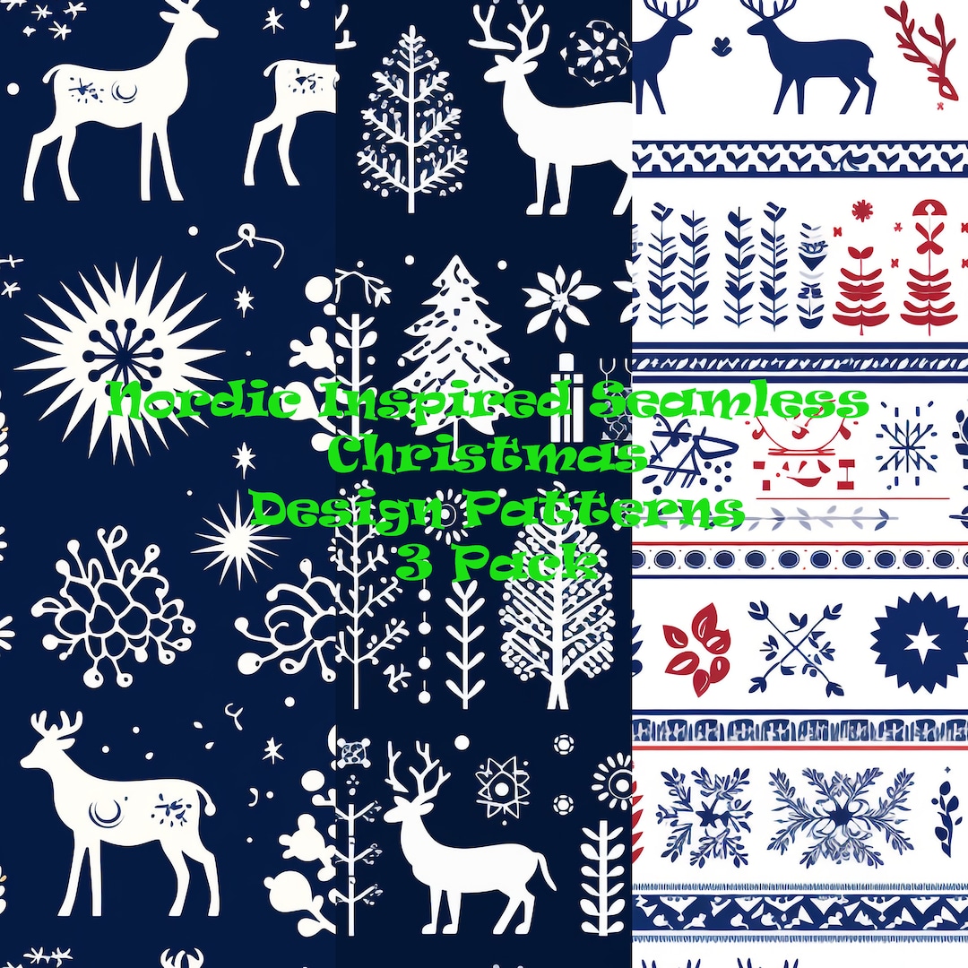 3 Scandinavian Nordic Christmas Seamless Pattern | Make Best Selling ...