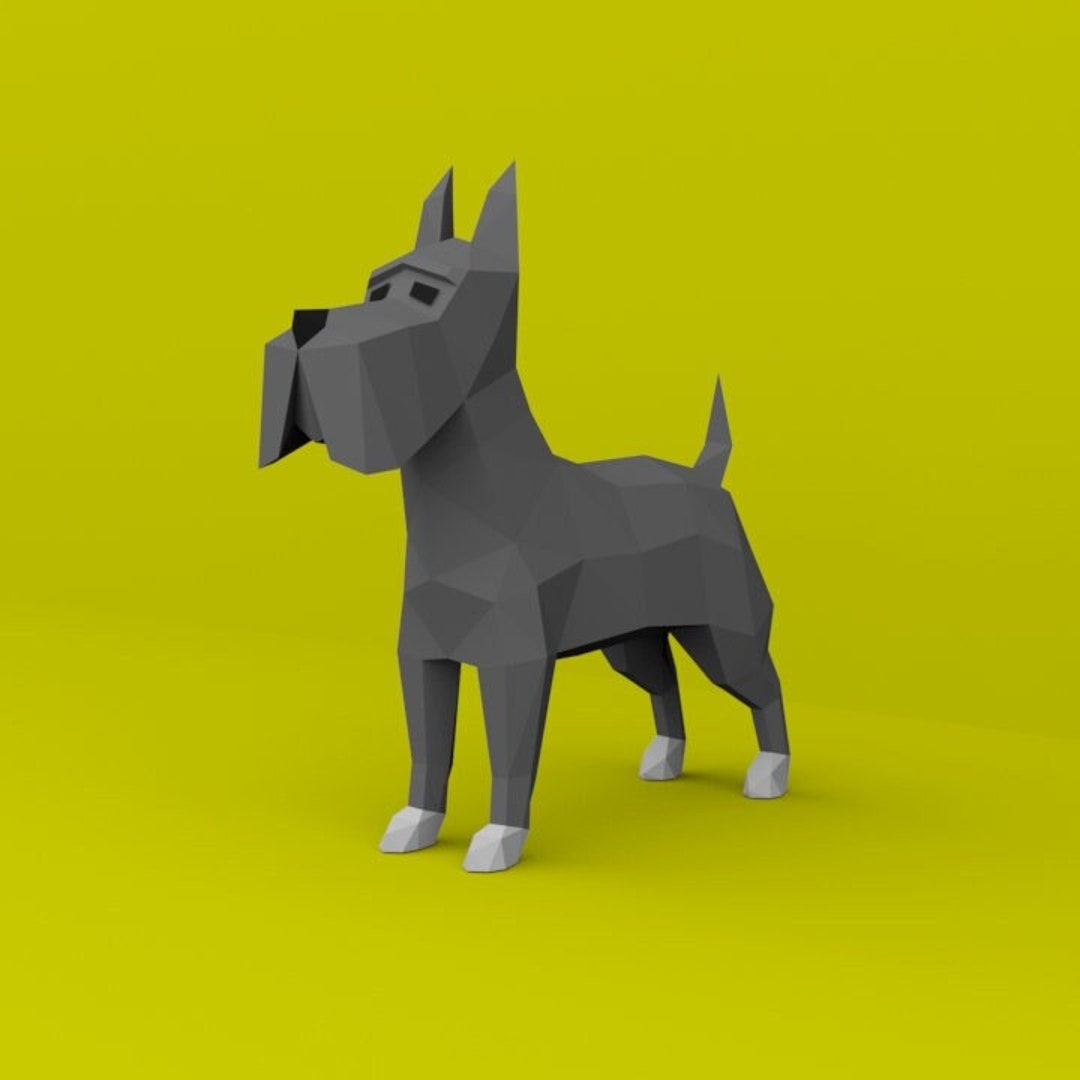 Schnauzer Low Poly, Pit Bull Dog Paper Craft Digital Template, Origami ...