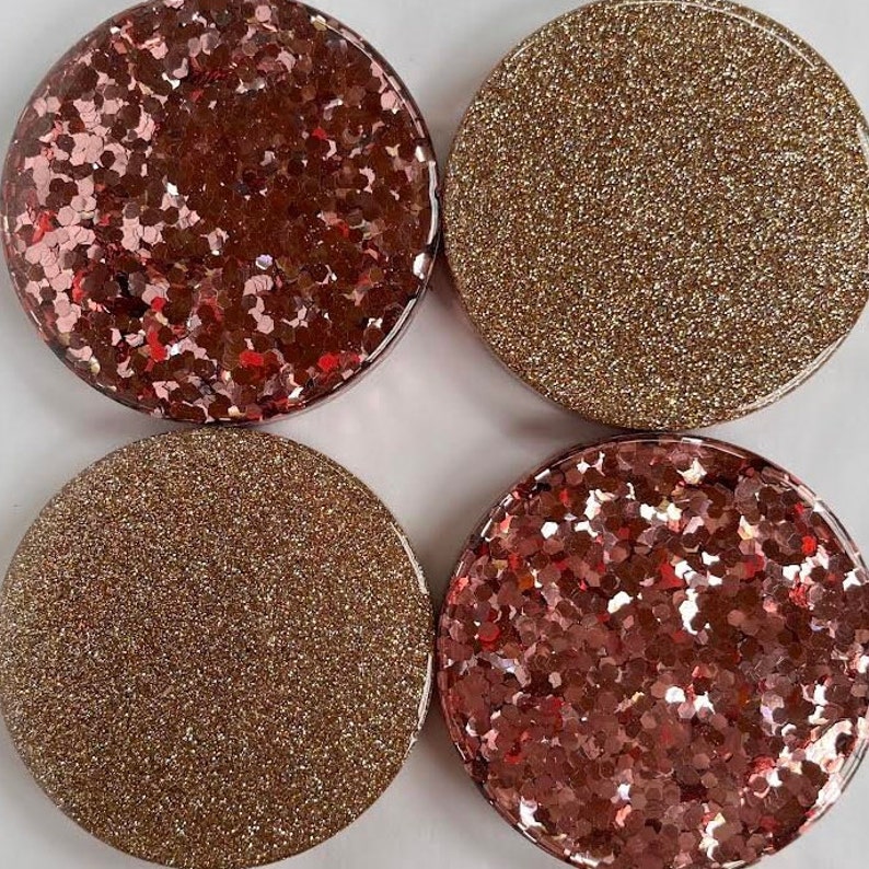 Gold & Chunky Glitter Coaster Set With Holder Coaster Set Handmade Gift ...