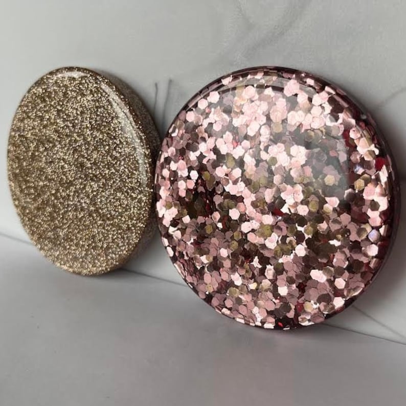 Gold & Chunky Glitter Coaster Set With Holder Coaster Set Handmade Gift ...