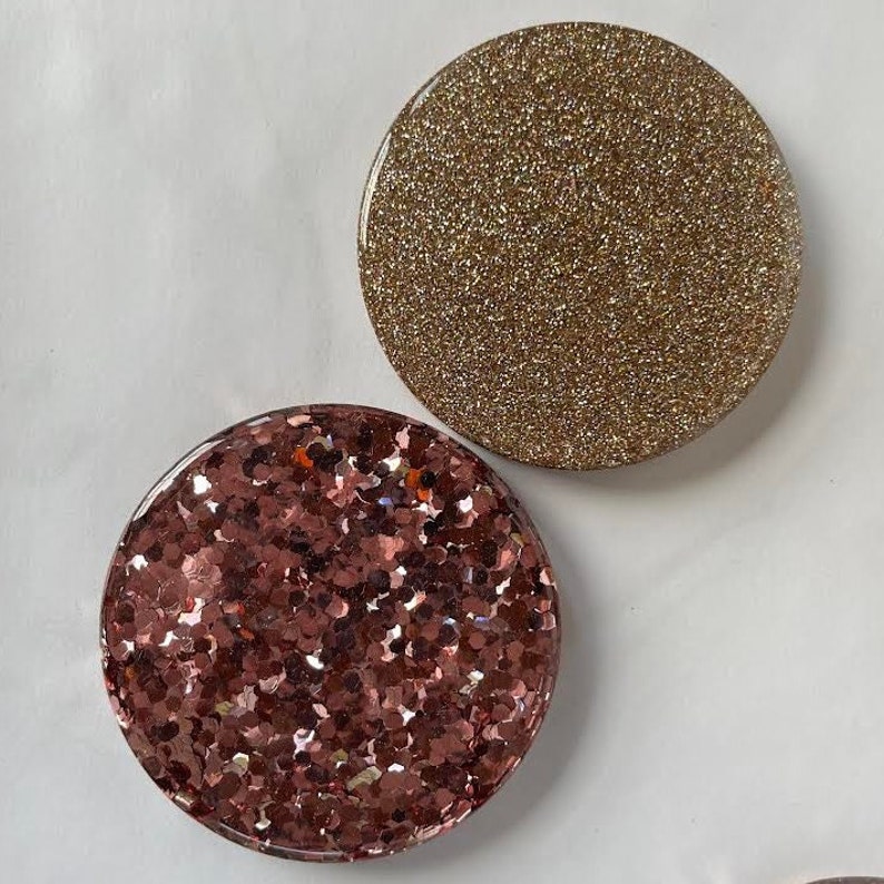 Gold & Chunky Glitter Coaster Set With Holder Coaster Set Handmade Gift ...