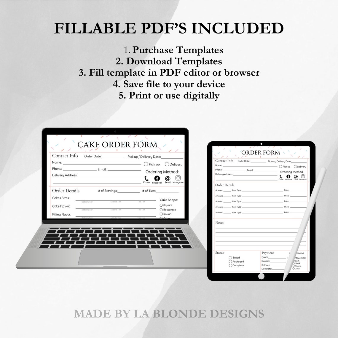 Bakery Order Forms, Cake Order Form, Cupcake Order Form, Cookie Order ...