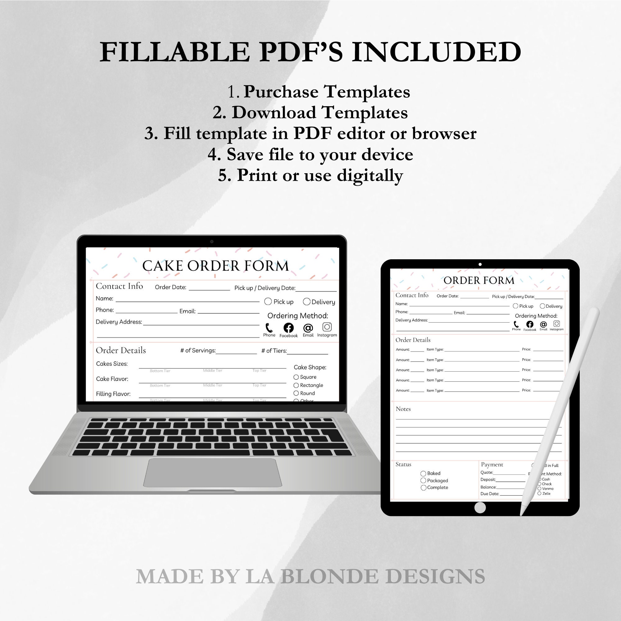Bakery Order Forms, Cake Order Form, Cupcake Order Form, Cookie Order ...