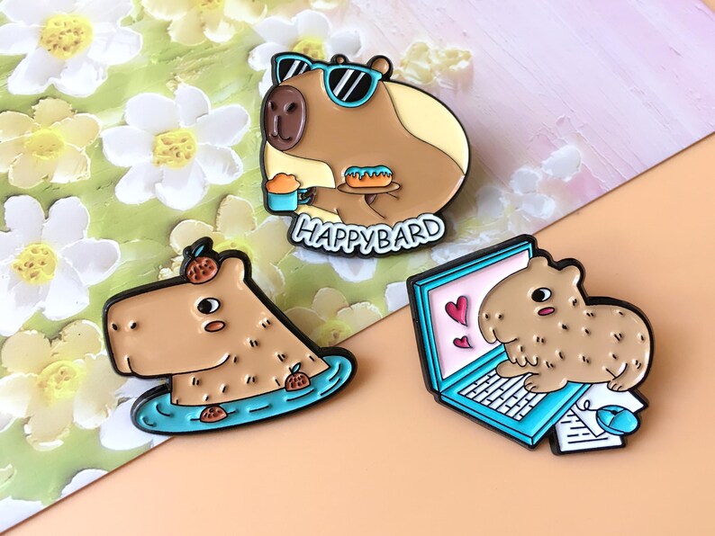 Lovable Capybara Enamel Pin Cute Animal Badge Pin Lapel Pin Collar Pin ...
