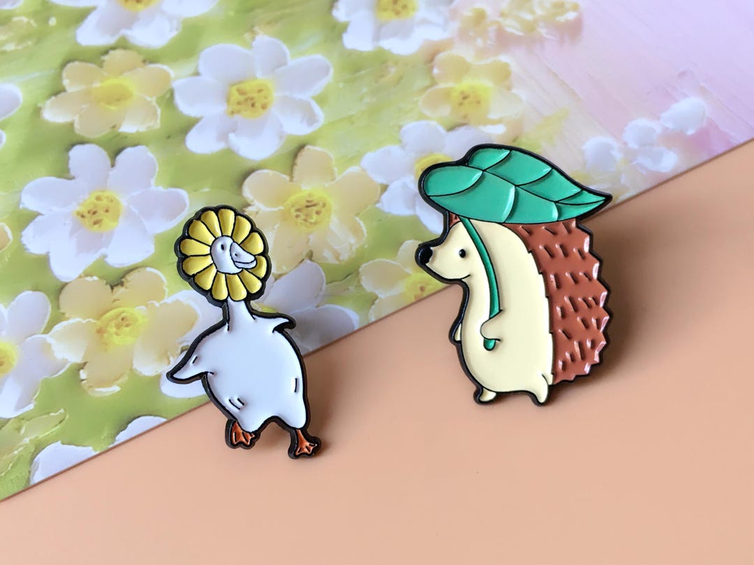 Goose and Hedgehog Enamel Pin Cute Animal Badge Pin Lapel Pin Collar ...