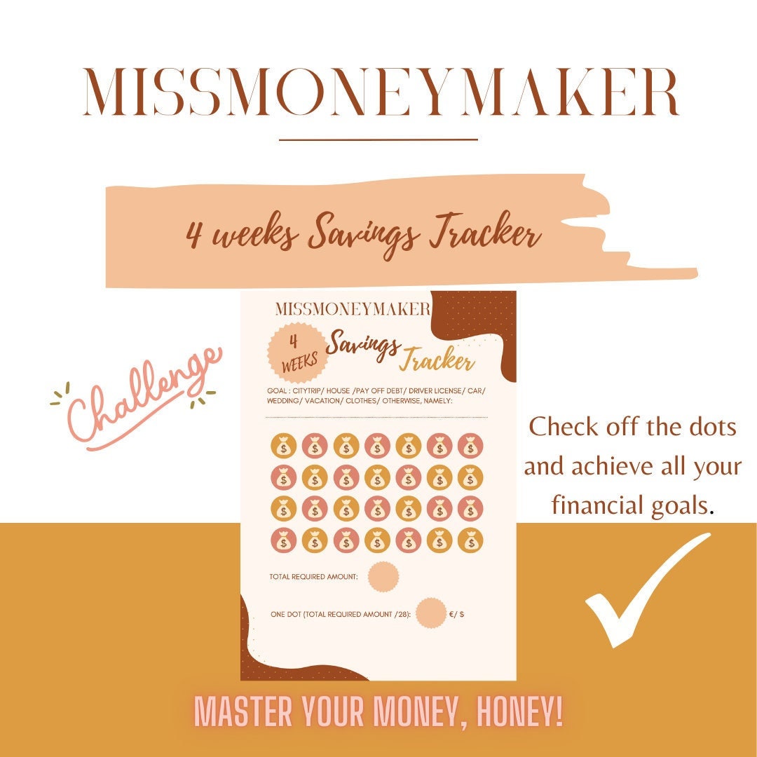 A4 & A6 Printable 4 Week Savings Tracker. the Number One Savings ...
