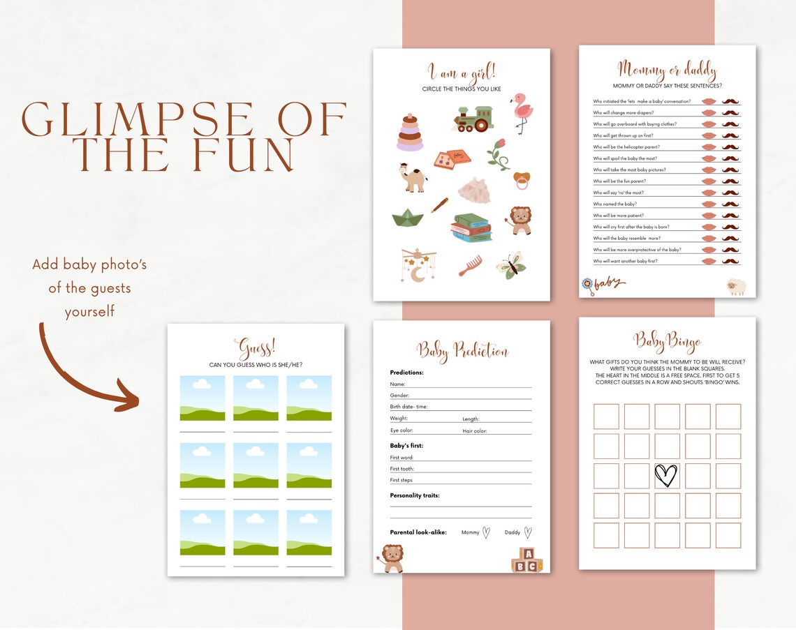 Complete Baby Shower Game | Canva Template Baby Shower Game | Printable ...