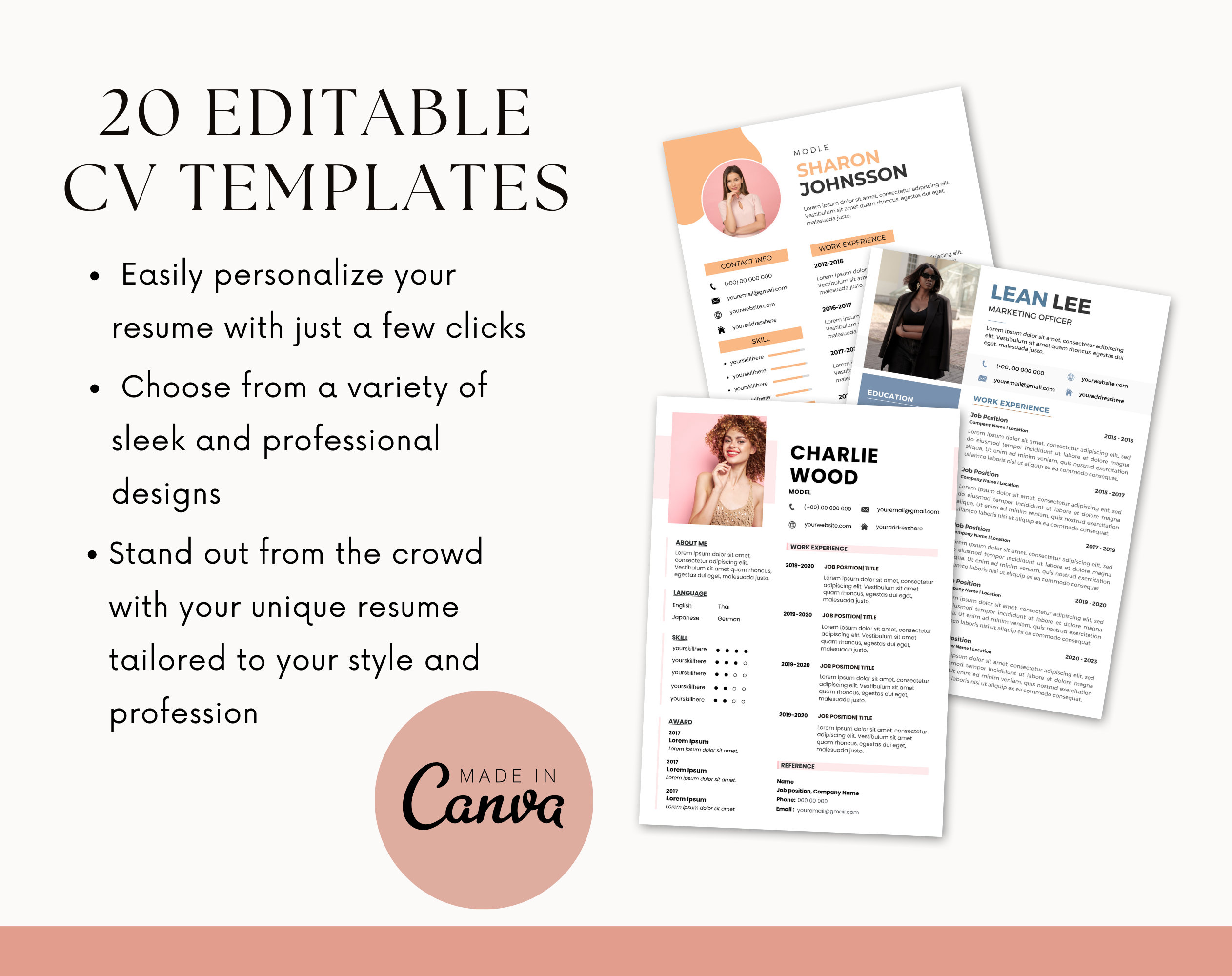 CV Template Editable | Canva Templates Resume | Professional Resume ...