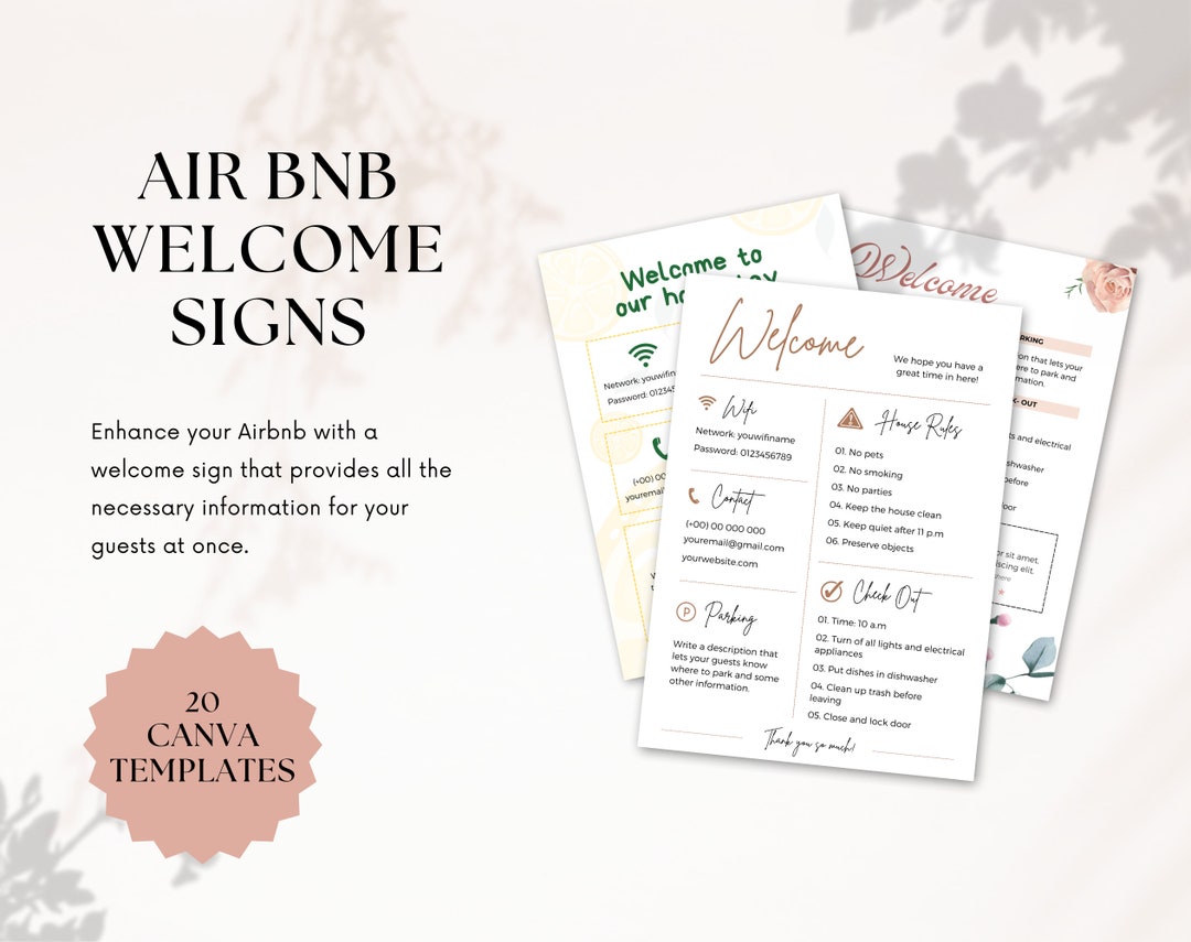 Airbnb Welcome Signs | Canva Template Welcome Signs | Rental Welcome ...