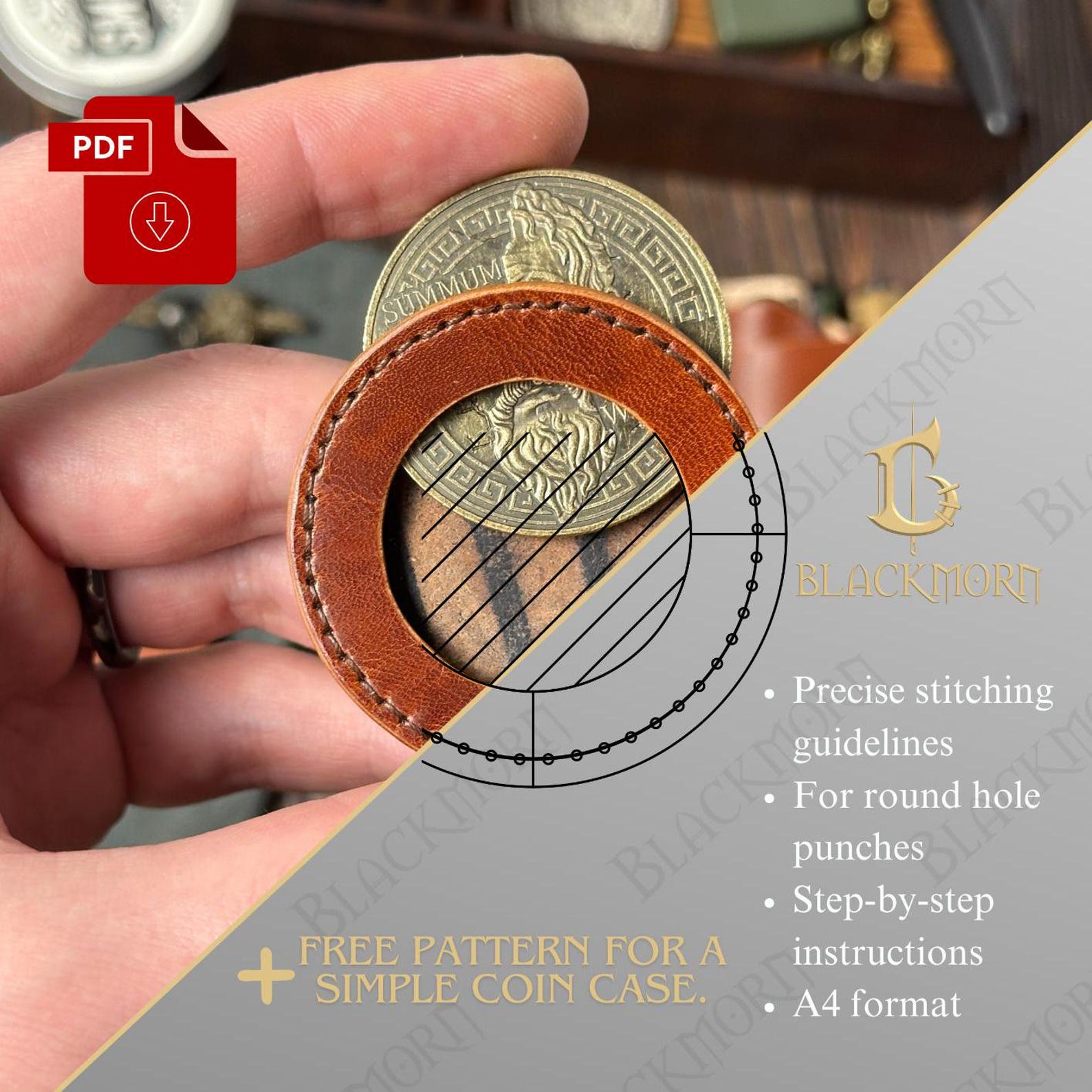 PDF Pattern: Leather Challenge Coin Case, Coin Slip Case. Digital ...