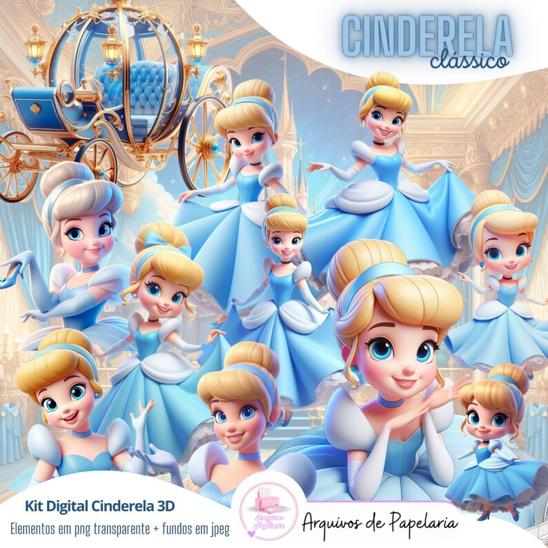 Digital Cliparts Kit - Cinderella PNG | Fairytale Princess | High ...
