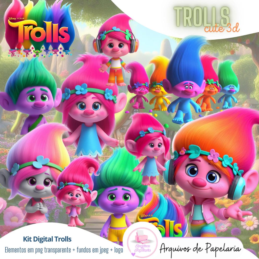 Trolls Digital Kit – Colorful and Cheerful Cliparts for Creative ...