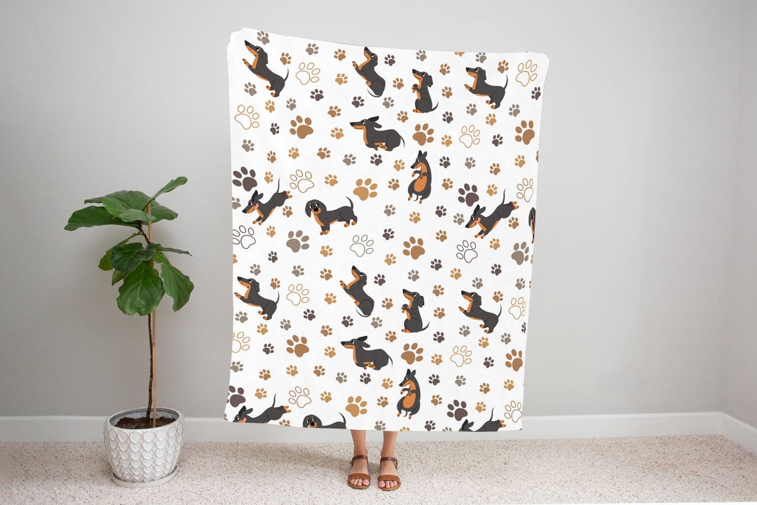 Dachshund Personalized Name Dog Blanket, Short Hair Doxies. Weenie Dog ...