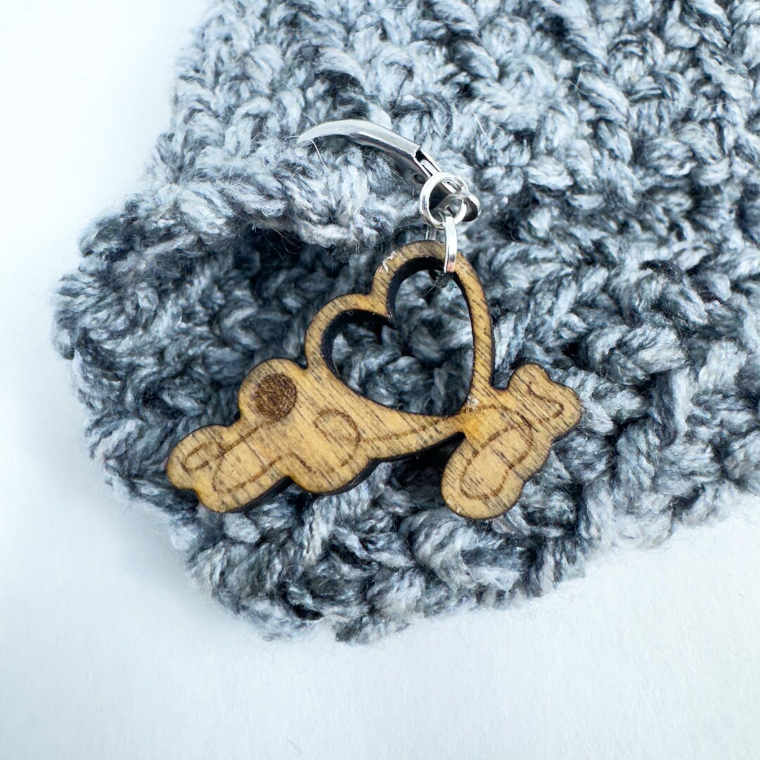 Engraved Wooden Stitch Markers With Lobster Clasps in a Set of Five for ...